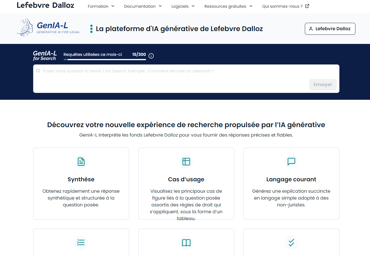 GenIA-L for Search, l’IA juridique par Lefebvre Dalloz